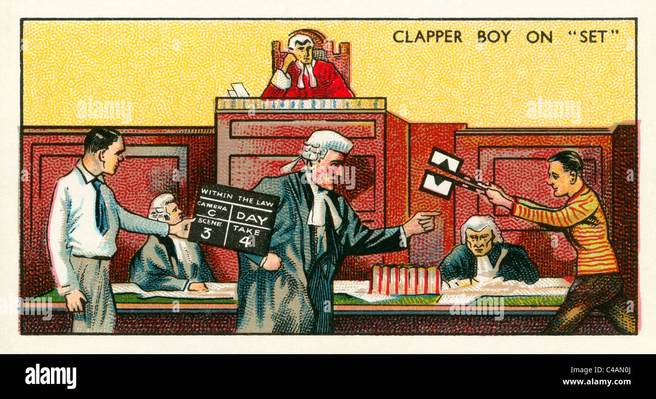 How films are made - No. 23 of a series of 25 - Clapper boy on set ...