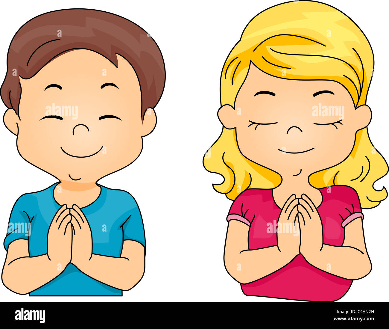 Illustration of Kids Praying Stock Photo - Alamy