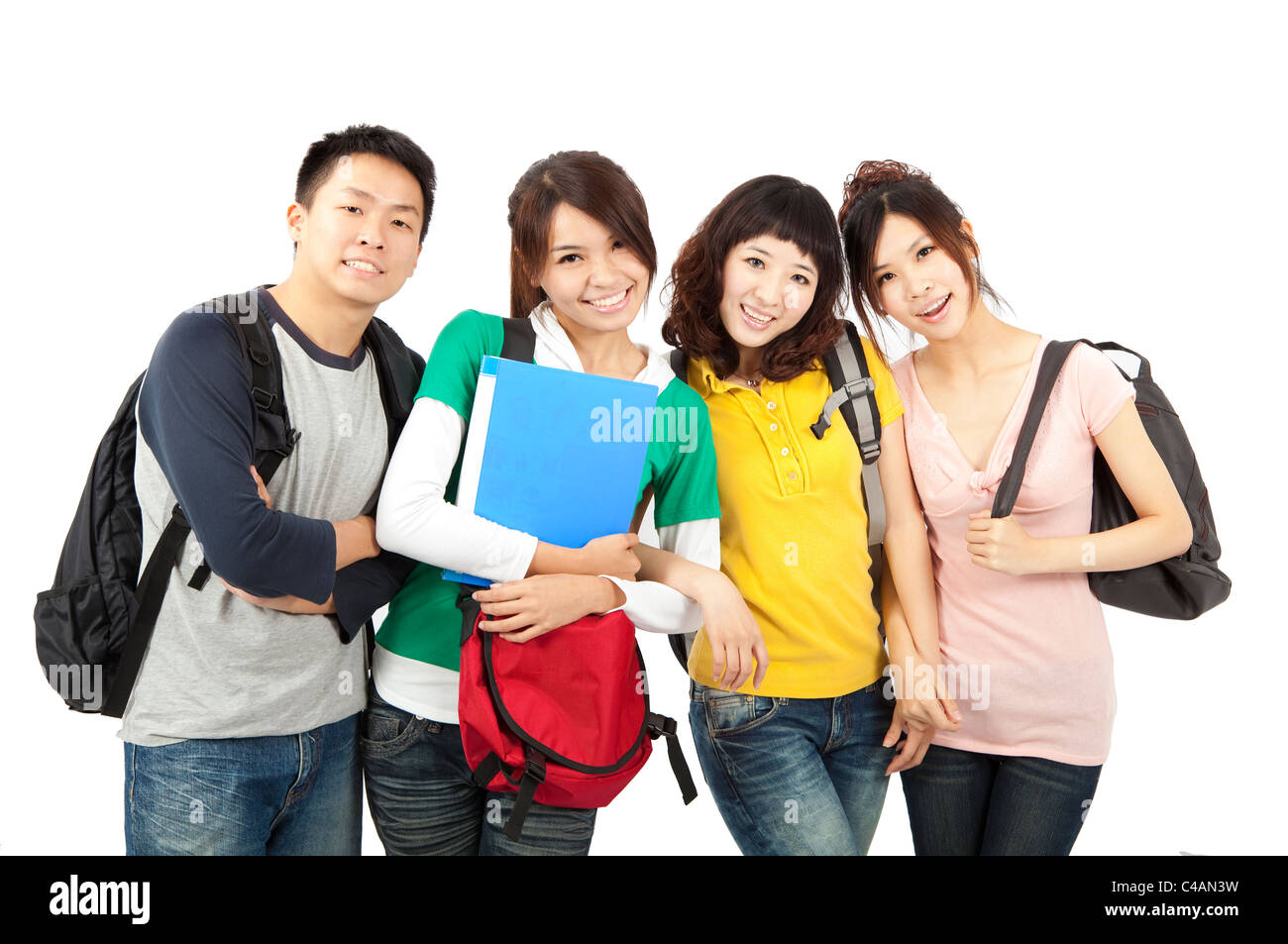 four young happy students Stock Photo - Alamy