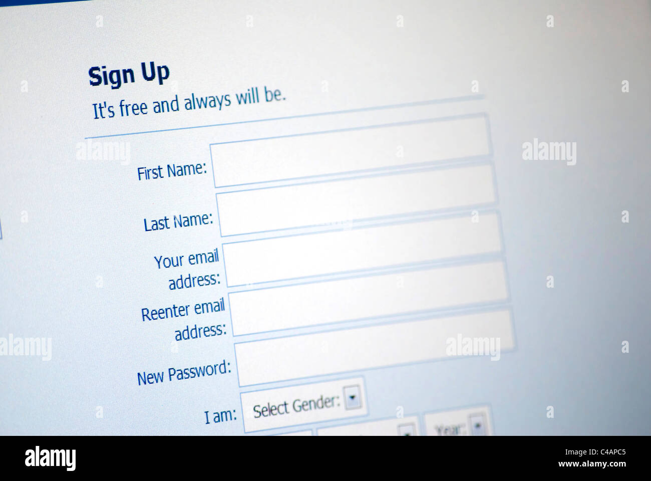 facebook sign up page Stock Photo - Alamy