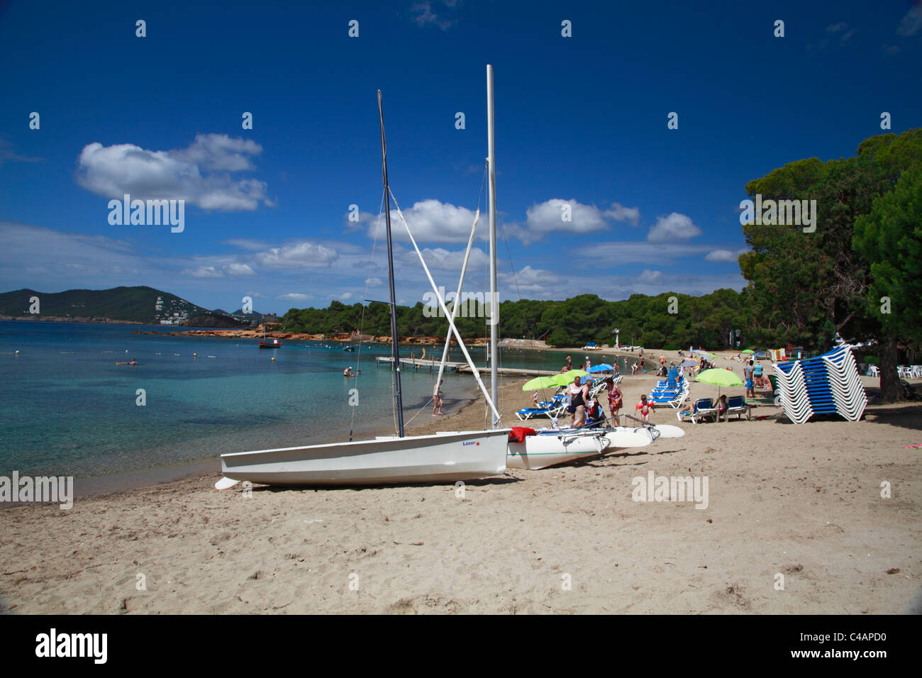 View of the beach of Cala Pada, Ibiza, Spain Stock Photo - Alamy