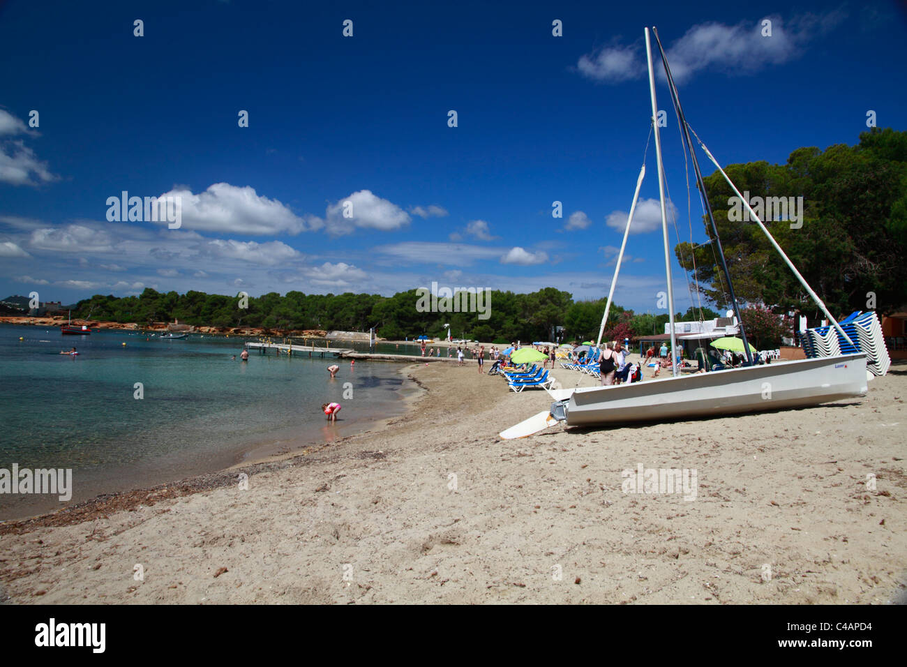 View of the beach of Cala Pada, Ibiza, Spain Stock Photo - Alamy
