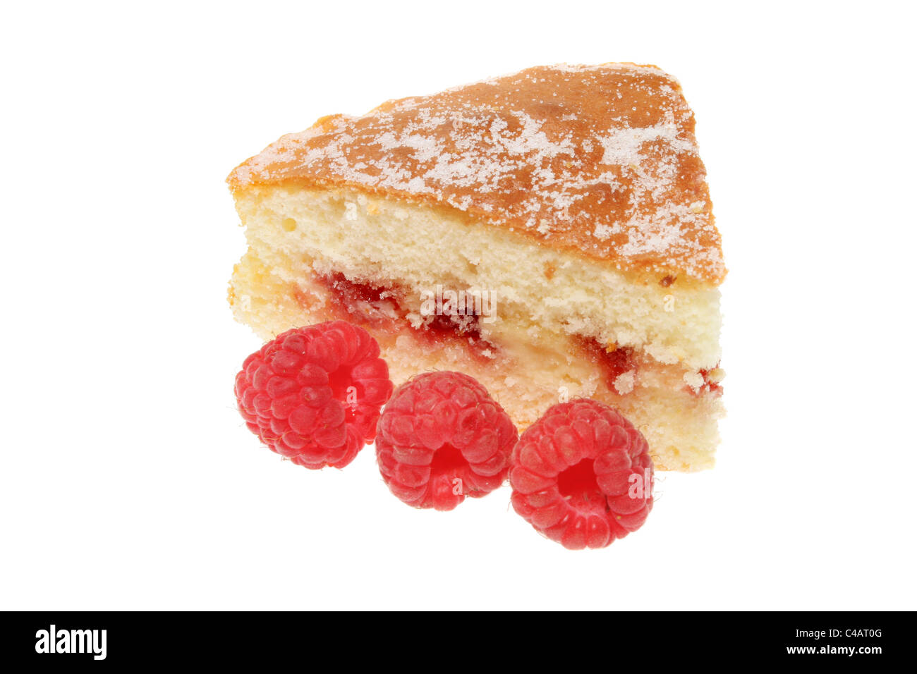 Slice of raspberry sponge cake with raspberries Stock Photo - Alamy