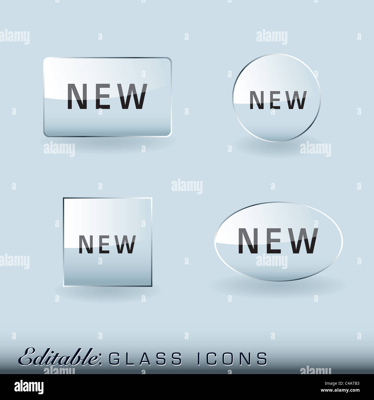 Glass icon collection with light reflection and drop shadow Stock Photo ...