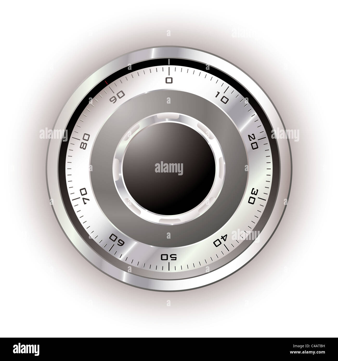 Silver safe dial with white background and light reflection Stock Photo ...