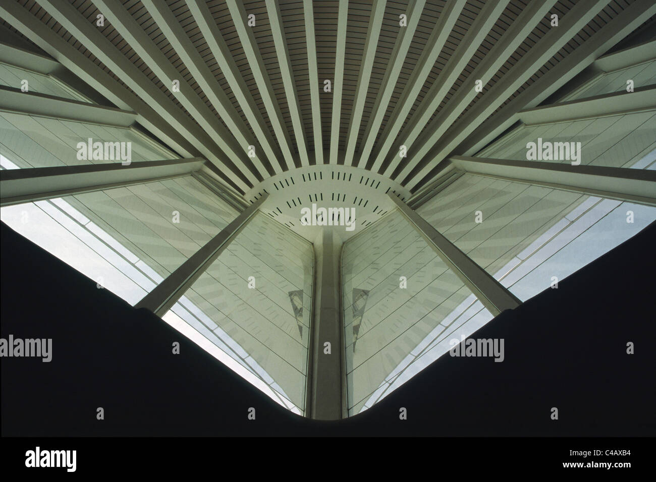 Detail of the concrete roof apex of Bilbao Sondika International ...