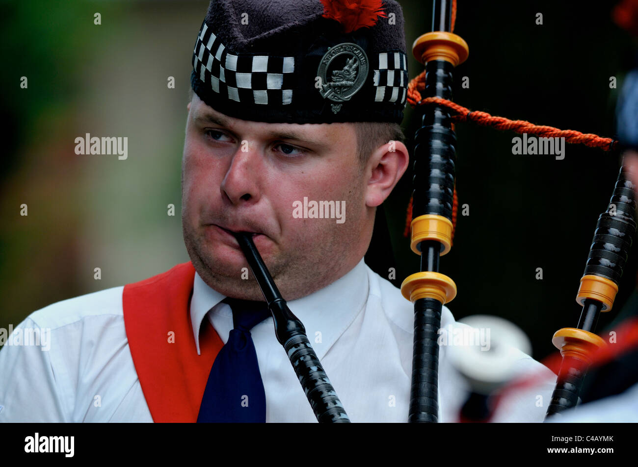 Scottish bagpipe music player in Krakow -Cracow during a concert of ...