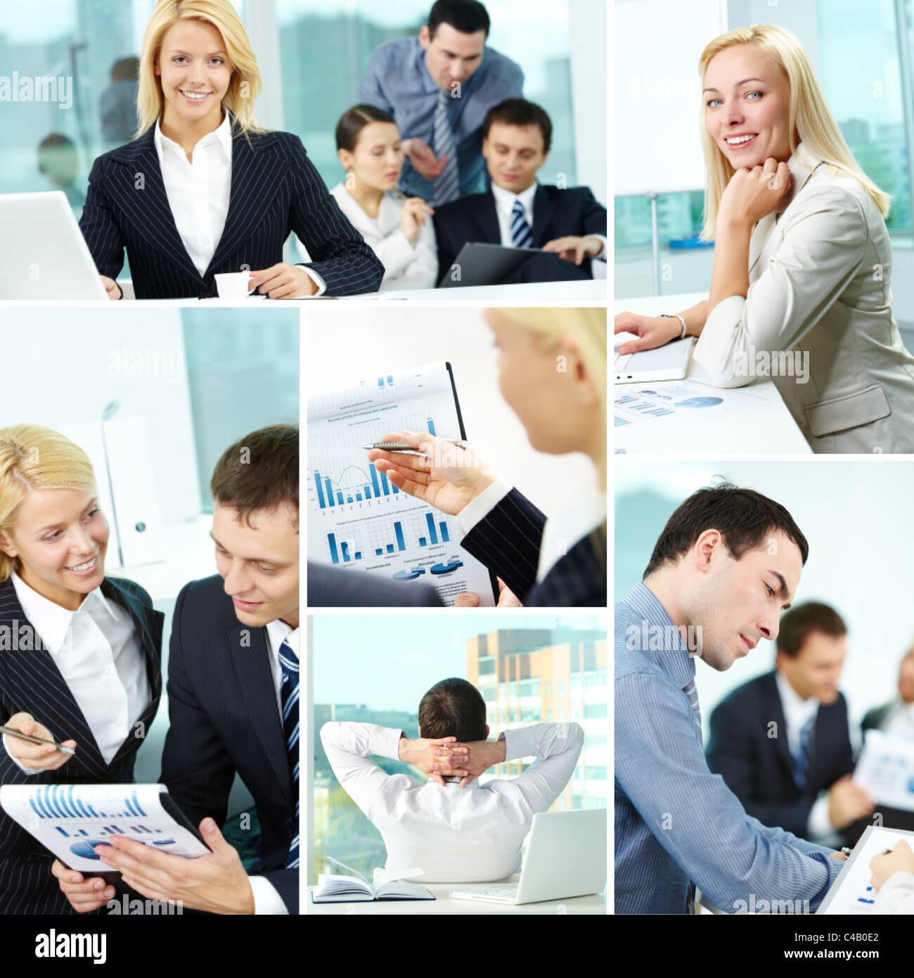 Collage of business people at work in office Stock Photo - Alamy