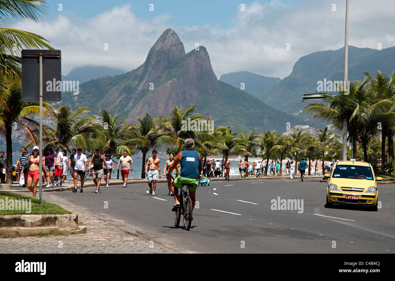 View on the Two Brothers Mountain at Ipanema Beach. Brazil Stock Photo ...