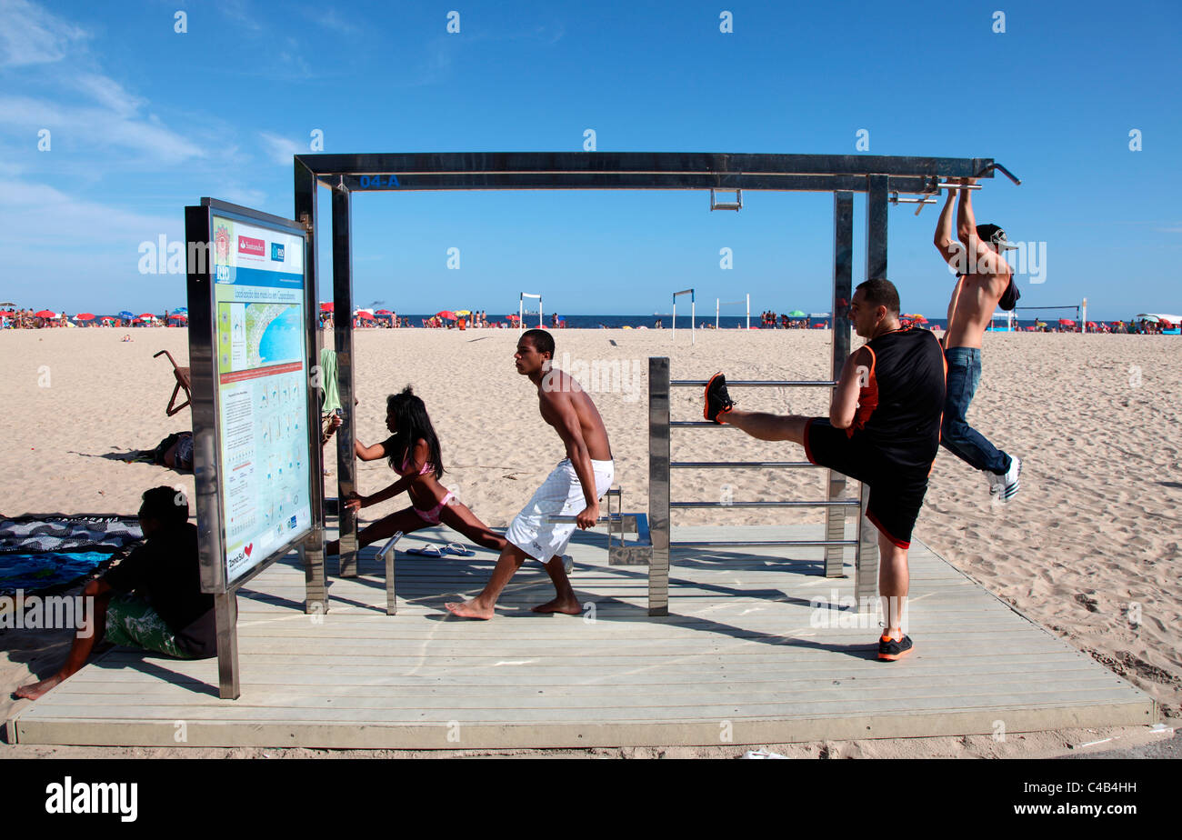 Fitness at Copacabana Beach in Rio de Janeiro. Brazil Stock Photo - Alamy
