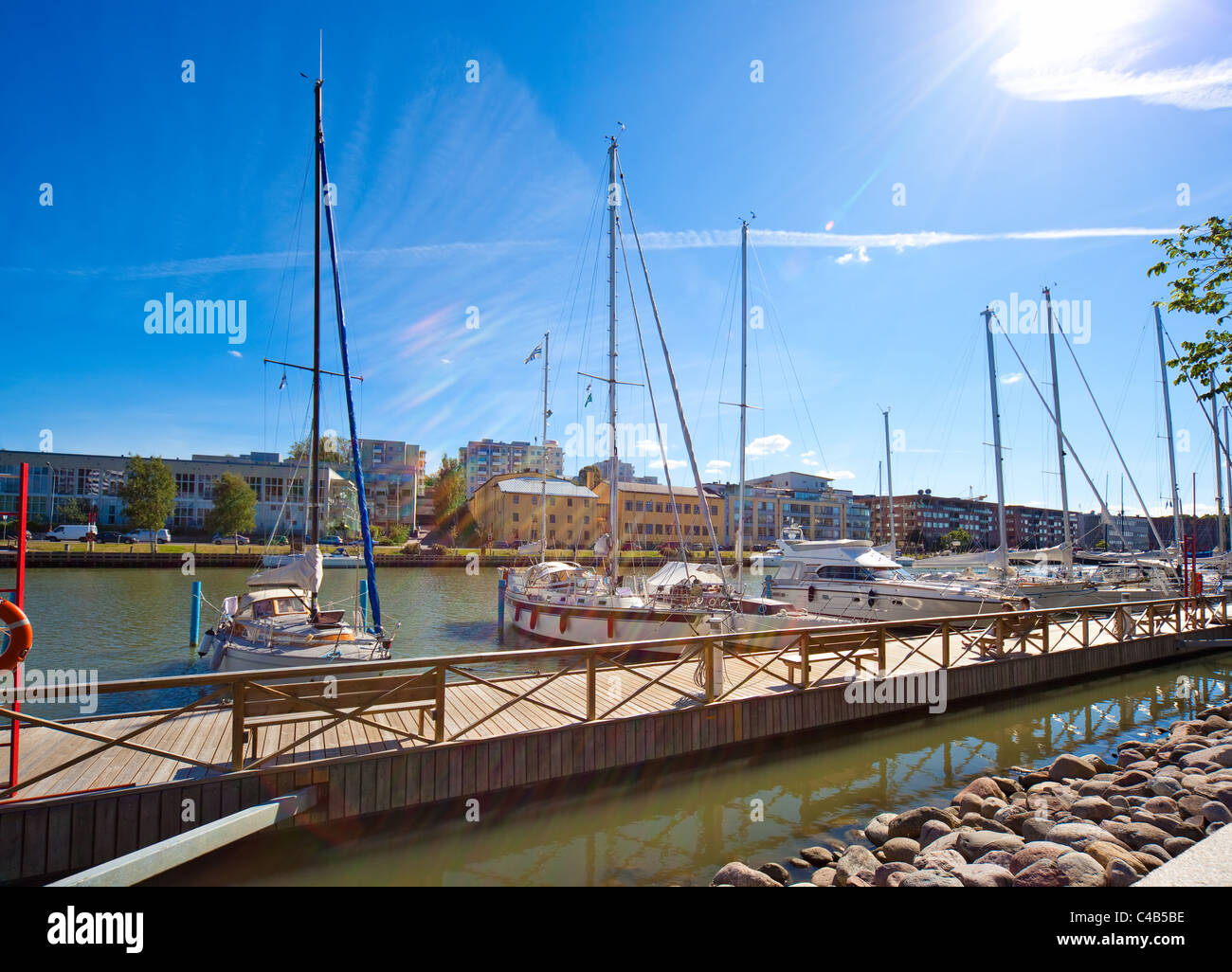 Turku Finland cityscape. View on a harbour with yachts Stock Photo - Alamy