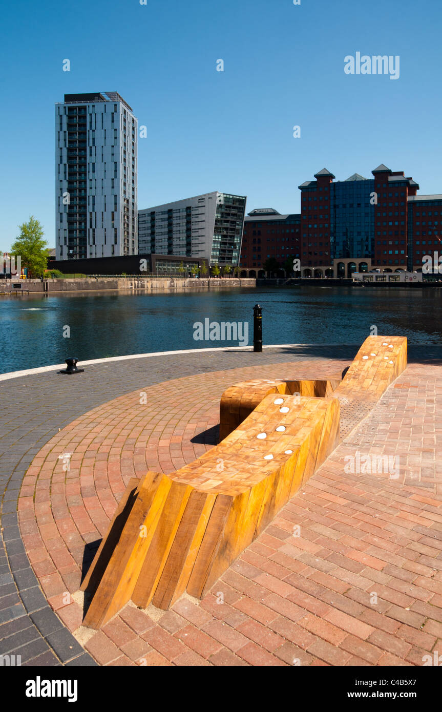 The Millennium Tower over Erie Basin, Salford Quays, with part of 'Erie ...
