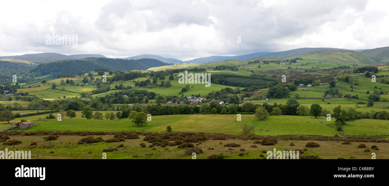 Wide panorama of Lowther valley Lake District Cumbria showing distant ...