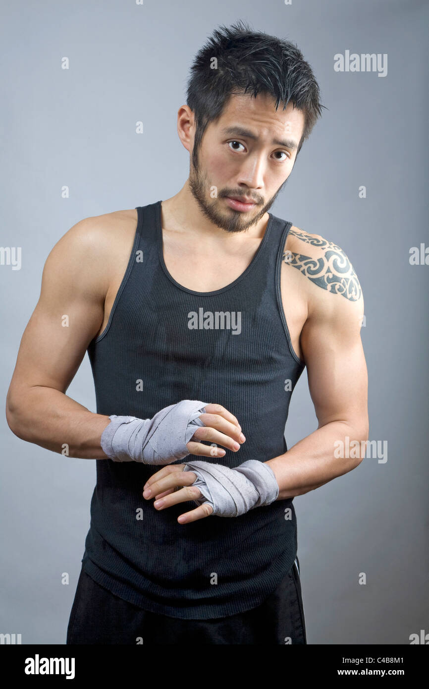 Box Boxer Chinese Kick Boxer Man Young Man Fight High Resolution Stock ...