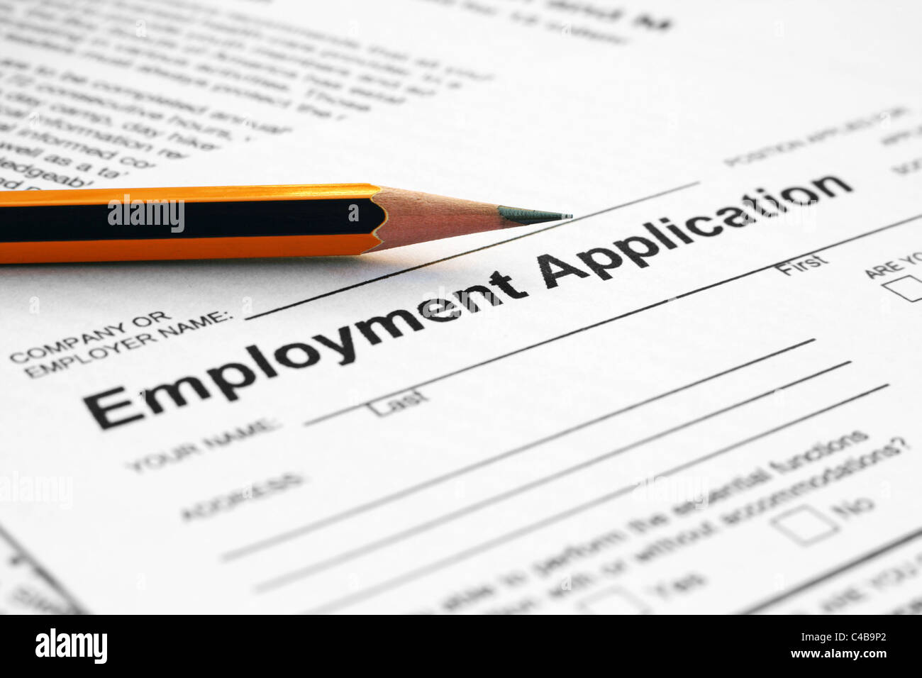 Employment application form Stock Photo - Alamy
