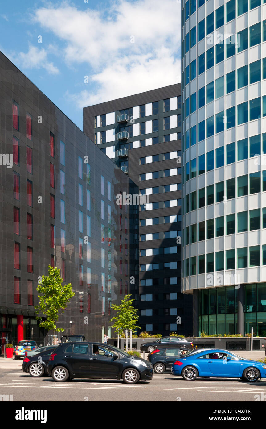 Park Inn (left) and the City Park office tower, Green Quarter ...