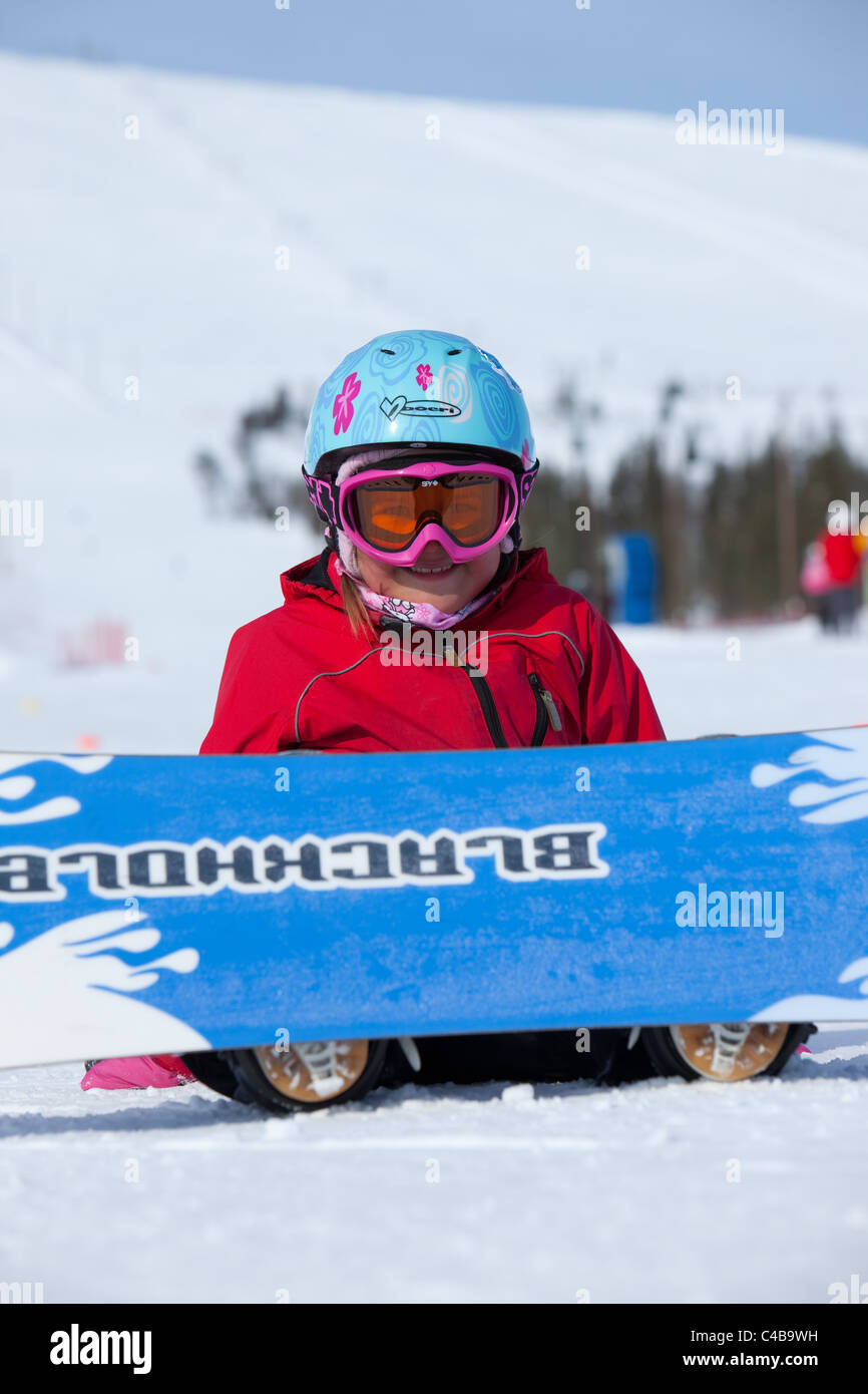 Girl snowboarding in Lapland, Ylläs, Finland Stock Photo - Alamy