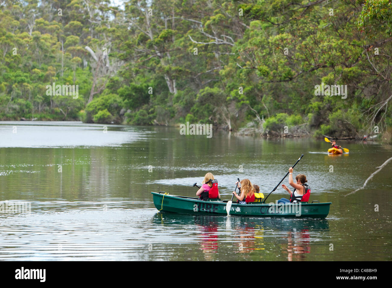 Family canoeing on Denmark River. Denmark, Western Australia, Australia ...