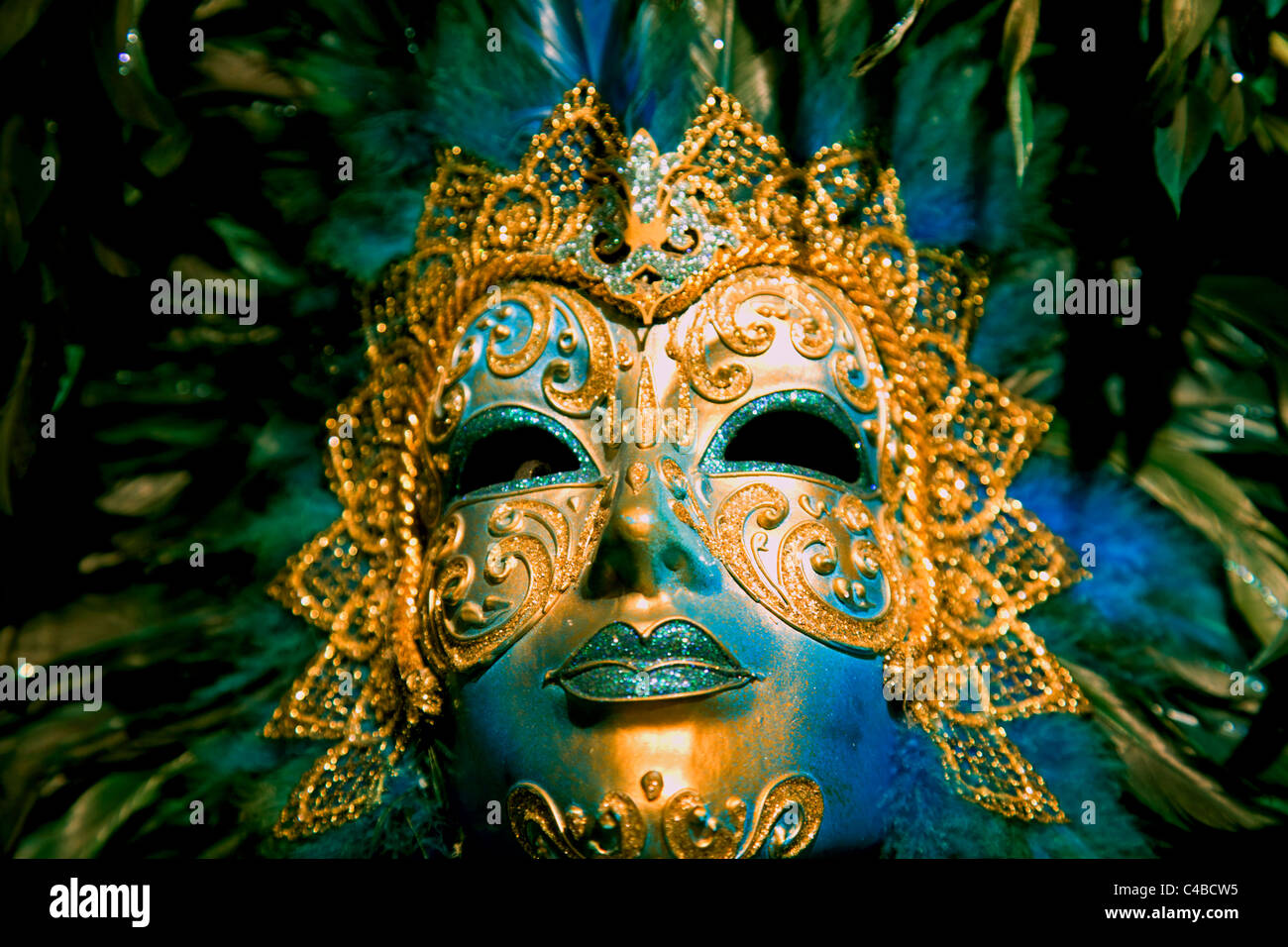 Venice, Veneto, Italy; A colourful Venetian Carnival mask Stock Photo ...