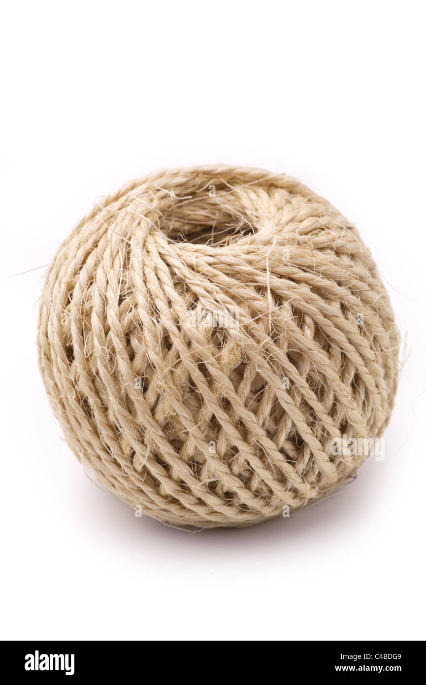 Natural rope ball, isolated, white background Stock Photo - Alamy