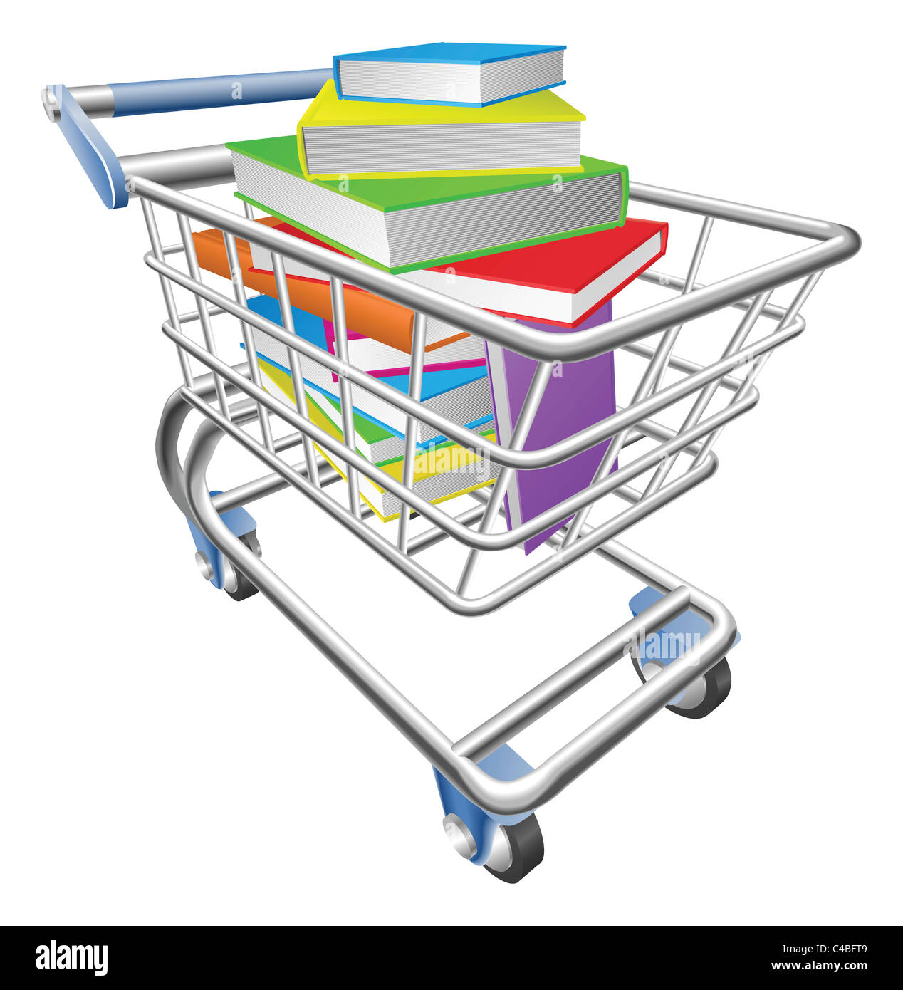 An illustration of a shopping cart trolley full of books Stock Photo ...