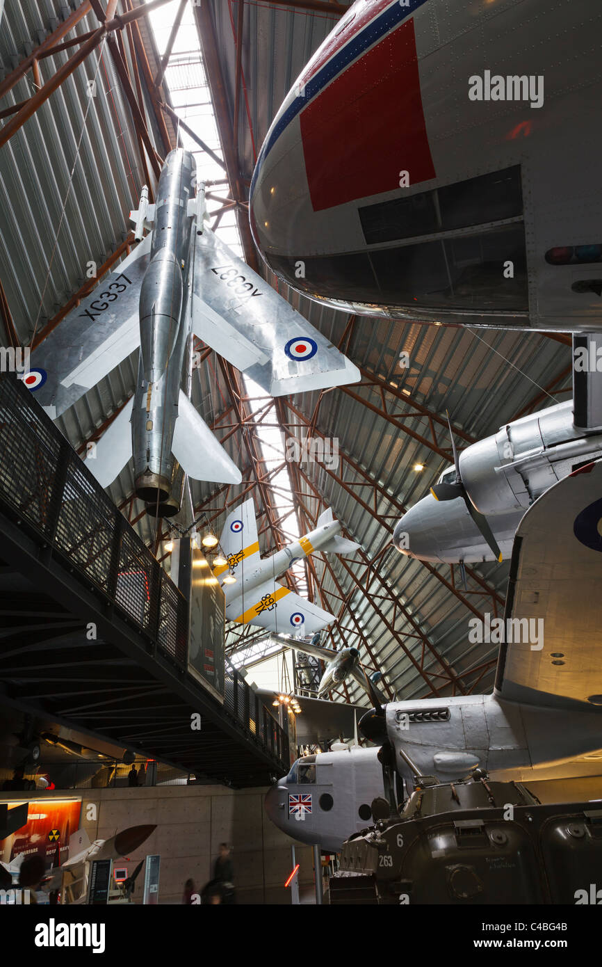 Aircraft on display in the Cold War exhibition hall at RAF Museum ...