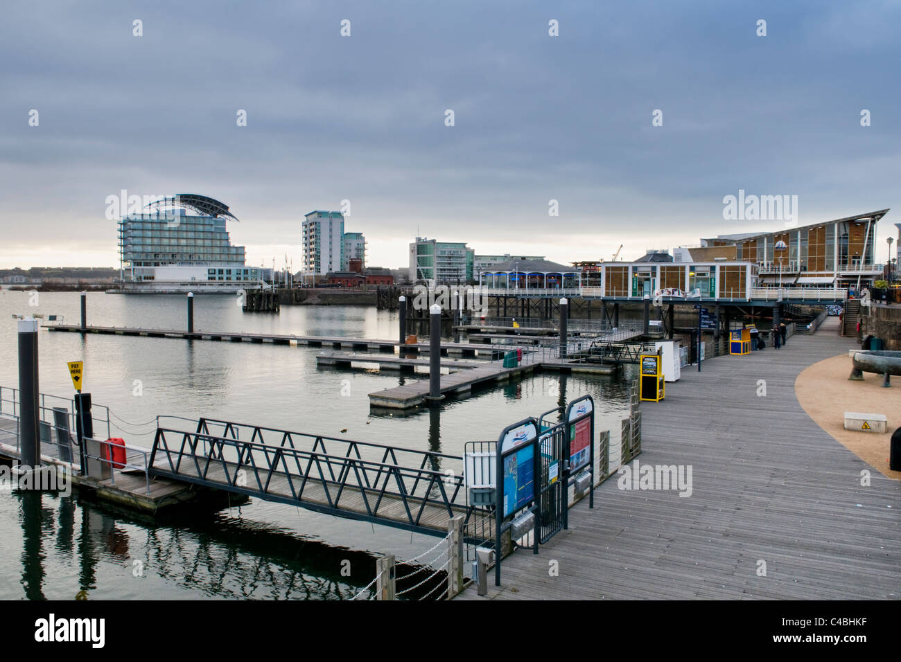 Cardiff Bay marina, Wales, United Kingdom, Europe taken at dusk in ...