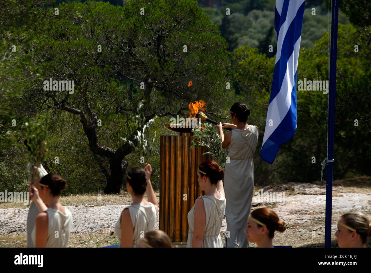 Special Olympics Torch Lighting Ceremony in Pnyx Athens Greece Stock ...