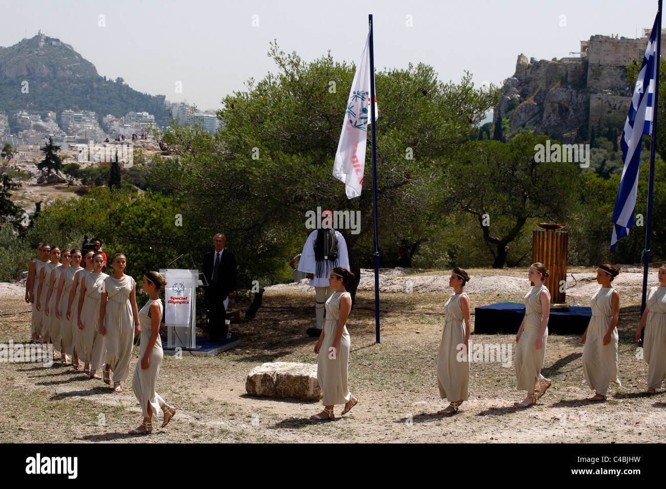 Special Olympics Torch Lighting Ceremony in Pnyx Athens Greece Stock ...