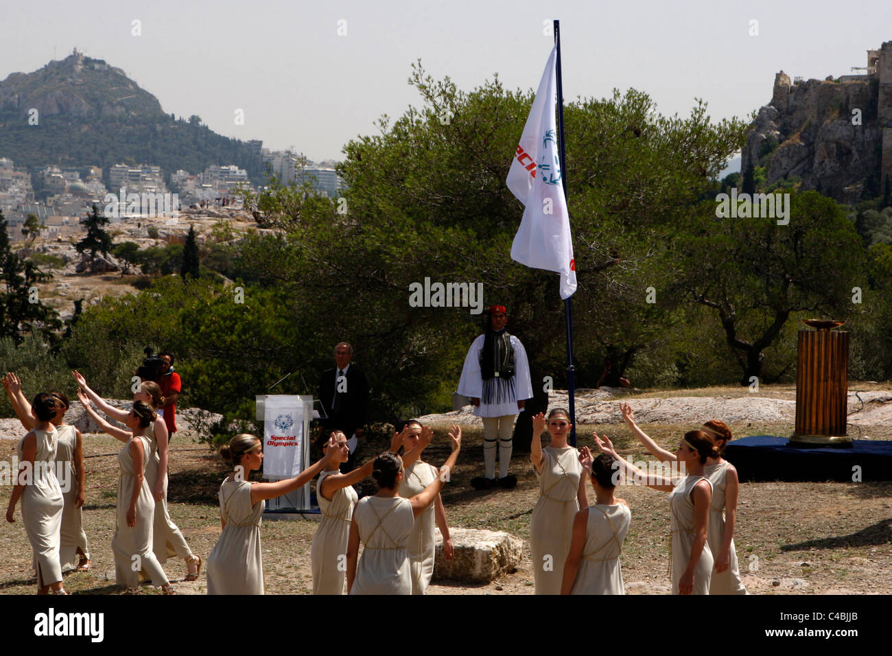 Special Olympics Torch Lighting Ceremony in Pnyx Athens Greece Stock ...