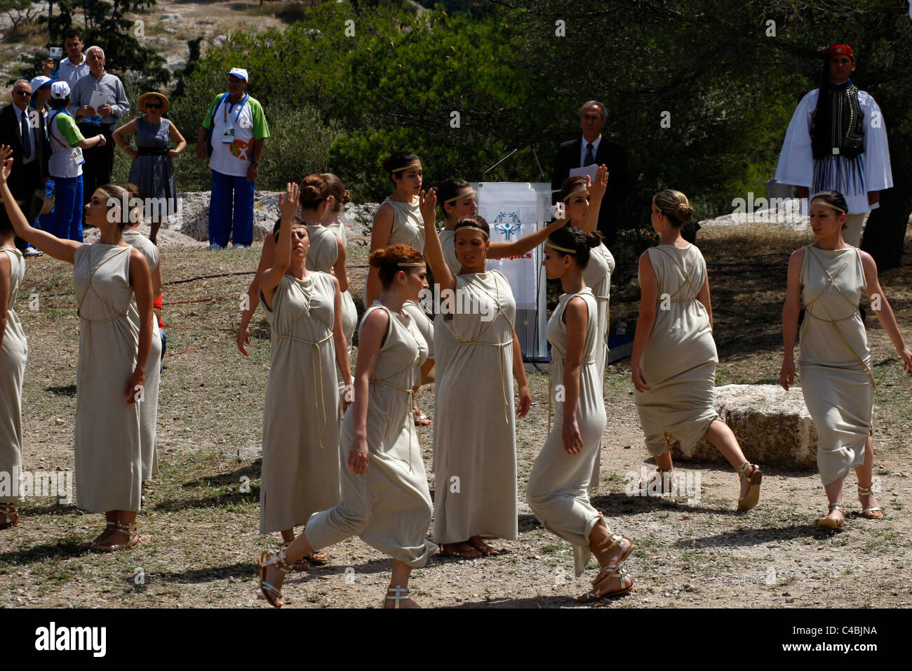 Special Olympics Torch Lighting Ceremony in Pnyx Athens Greece Stock ...