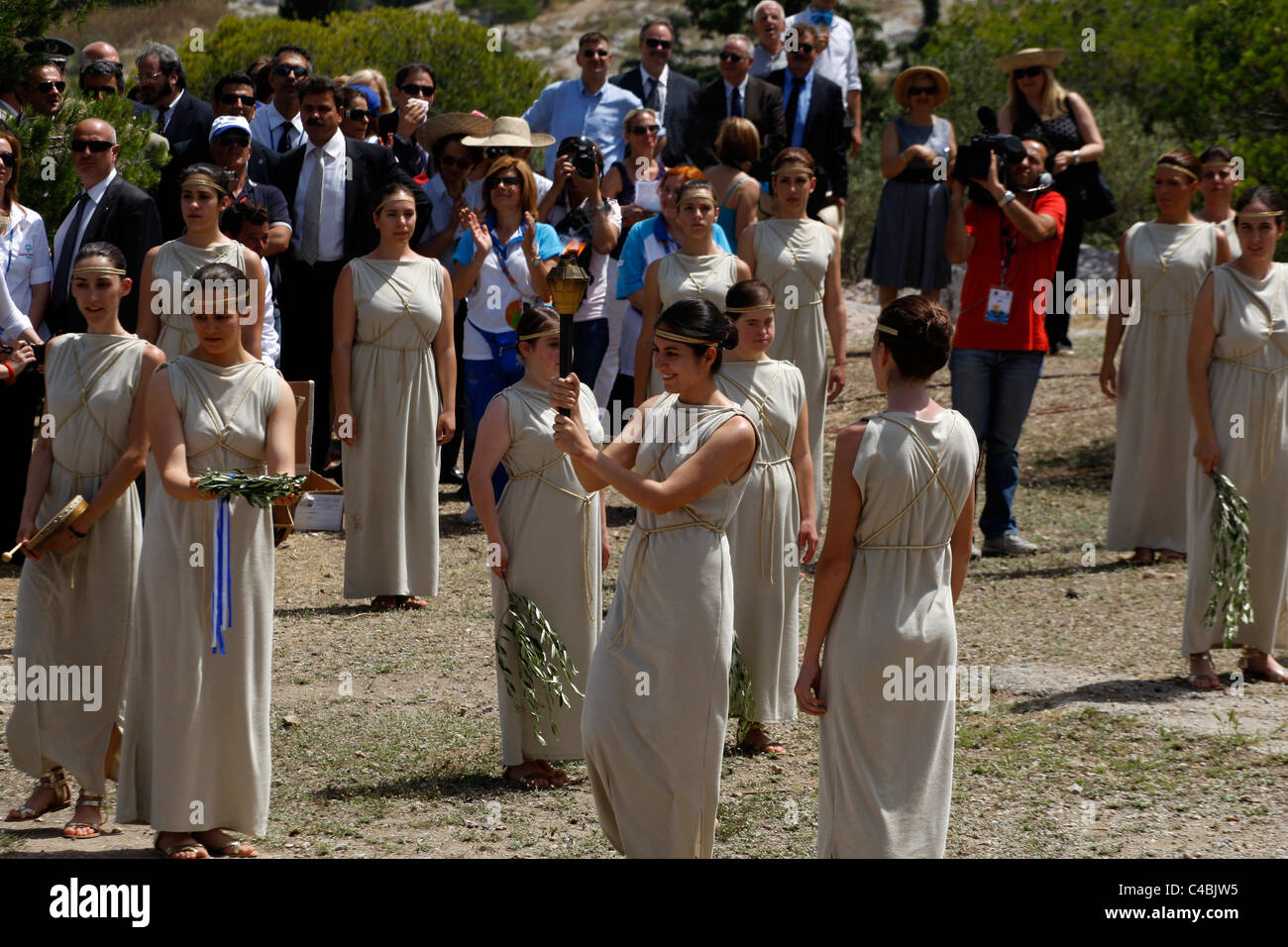 Special Olympics Torch Lighting Ceremony in Pnyx Athens Greece Stock ...