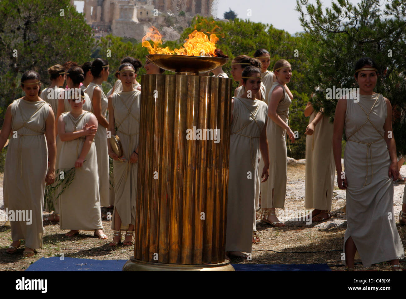 Special Olympics Torch Lighting Ceremony in Pnyx Athens Greece Stock ...