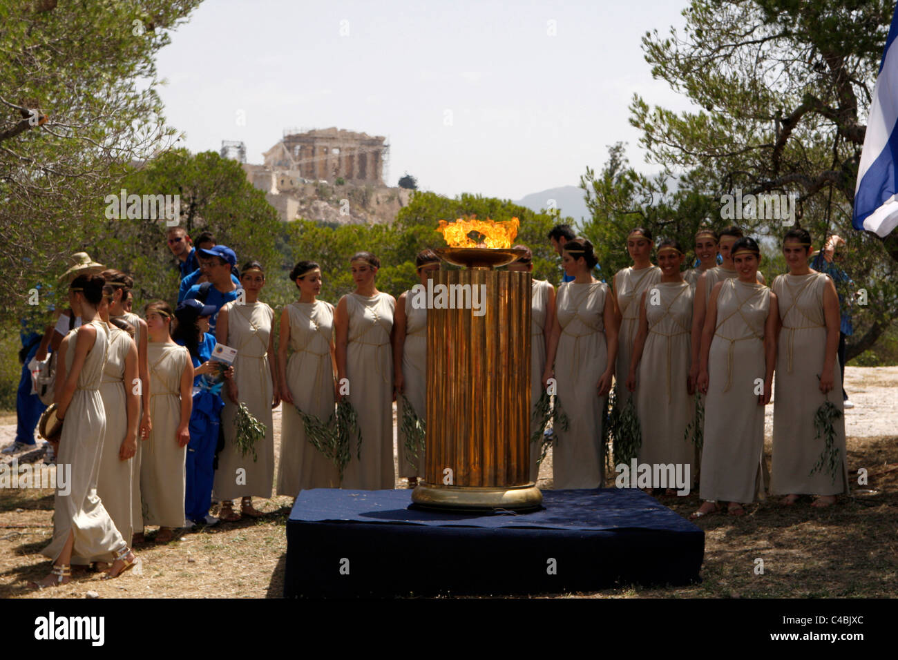 Special Olympics Torch Lighting Ceremony in Pnyx Athens Greece Stock ...