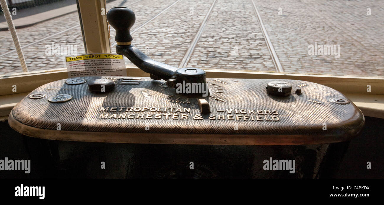 Trams trolley bus driving console Stock Photo - Alamy