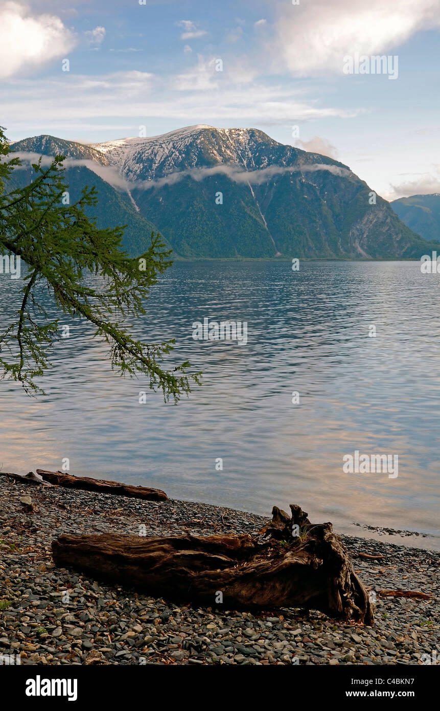 Lake Teletskoye. Dawn. Altai State Nature Reserve. Russia Stock Photo ...