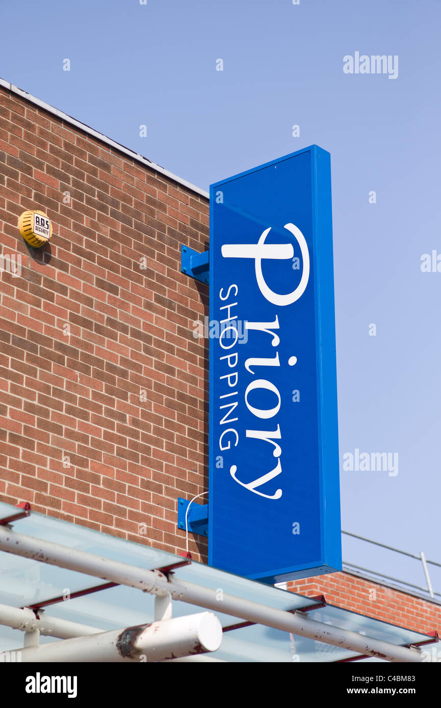 Sign outside the Priory Shopping Centre in Worksop Nottinghamshire ...