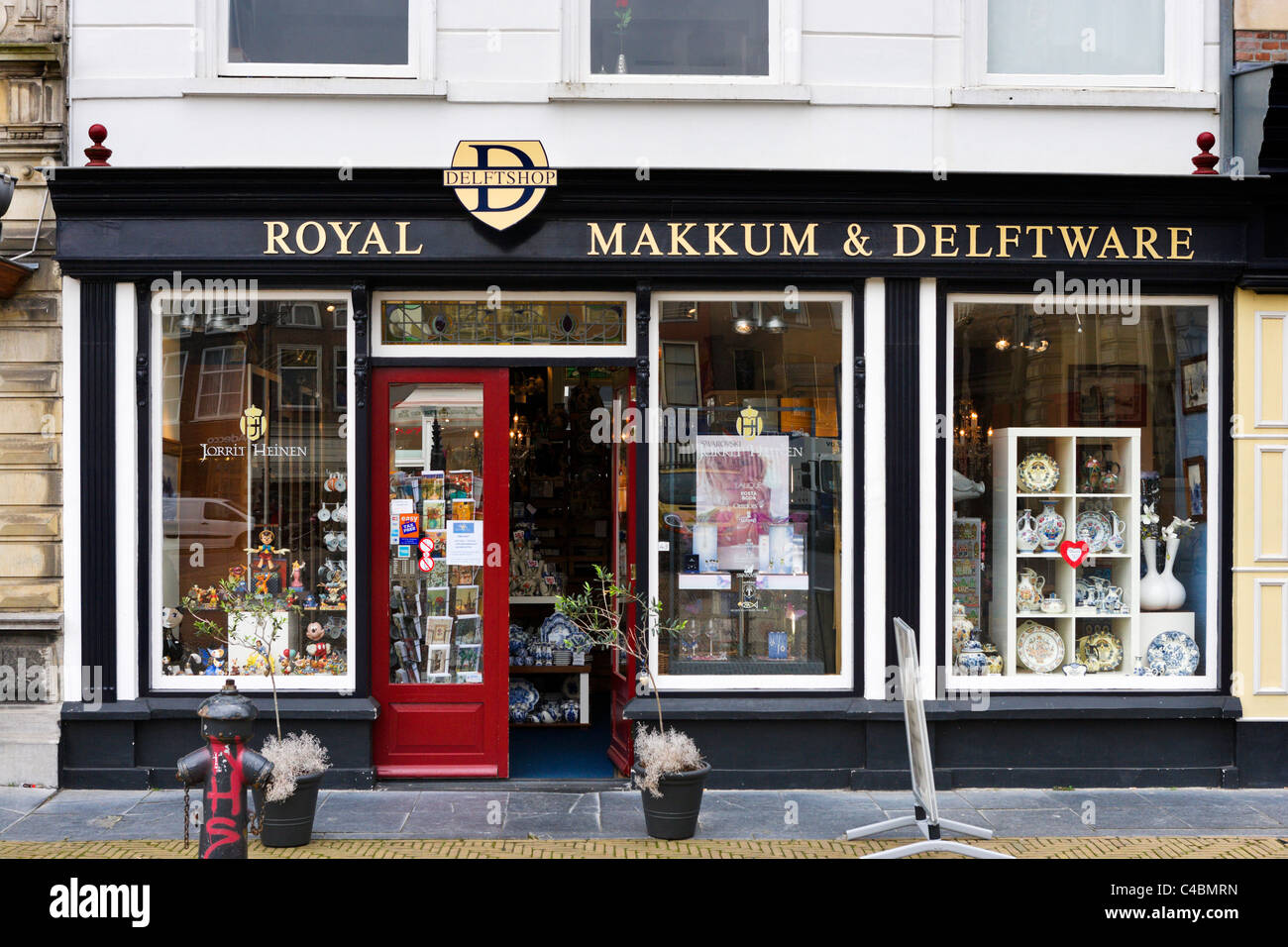 Shop selling Delft pottery in the Markt (Main Square), Delft ...
