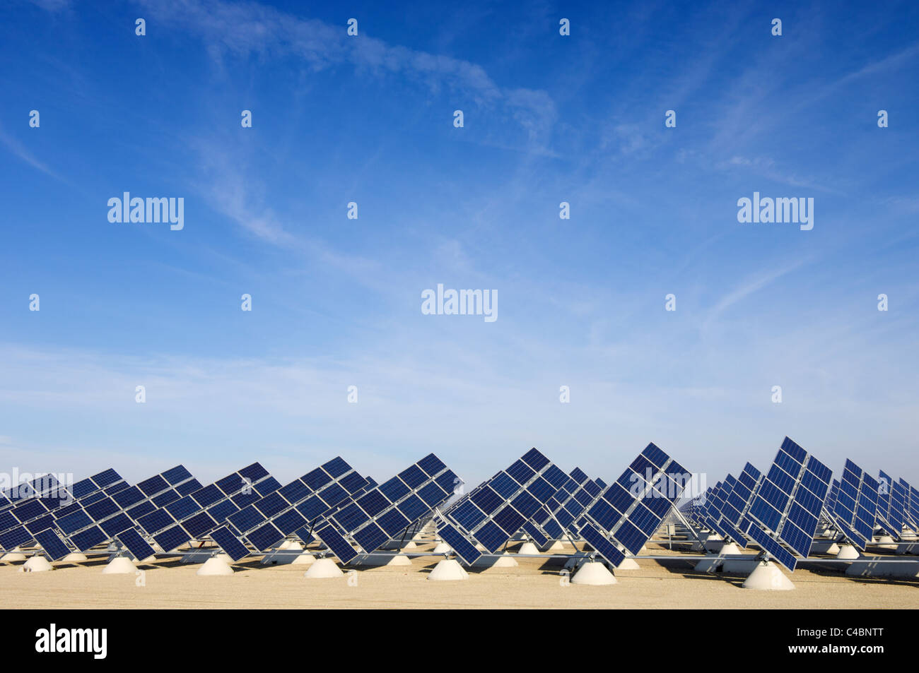 solar field with blue sky Stock Photo - Alamy