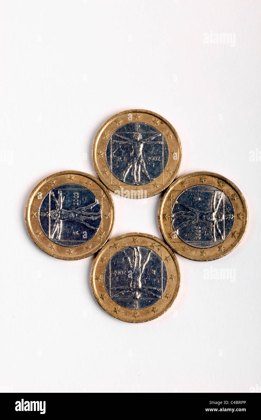 collection of four single Euro coins Stock Photo - Alamy