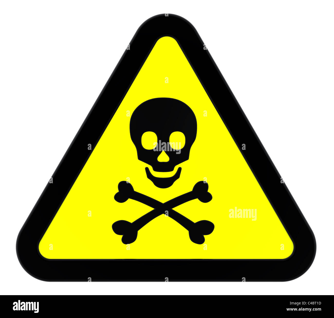 Warning sign with skull symbol isolated on white Stock Photo - Alamy