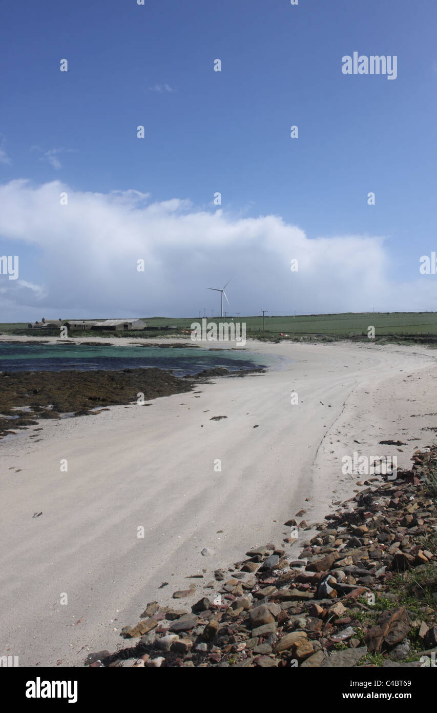 beach and wind turbine Burray Orkney Scotland May 2011 Stock Photo - Alamy