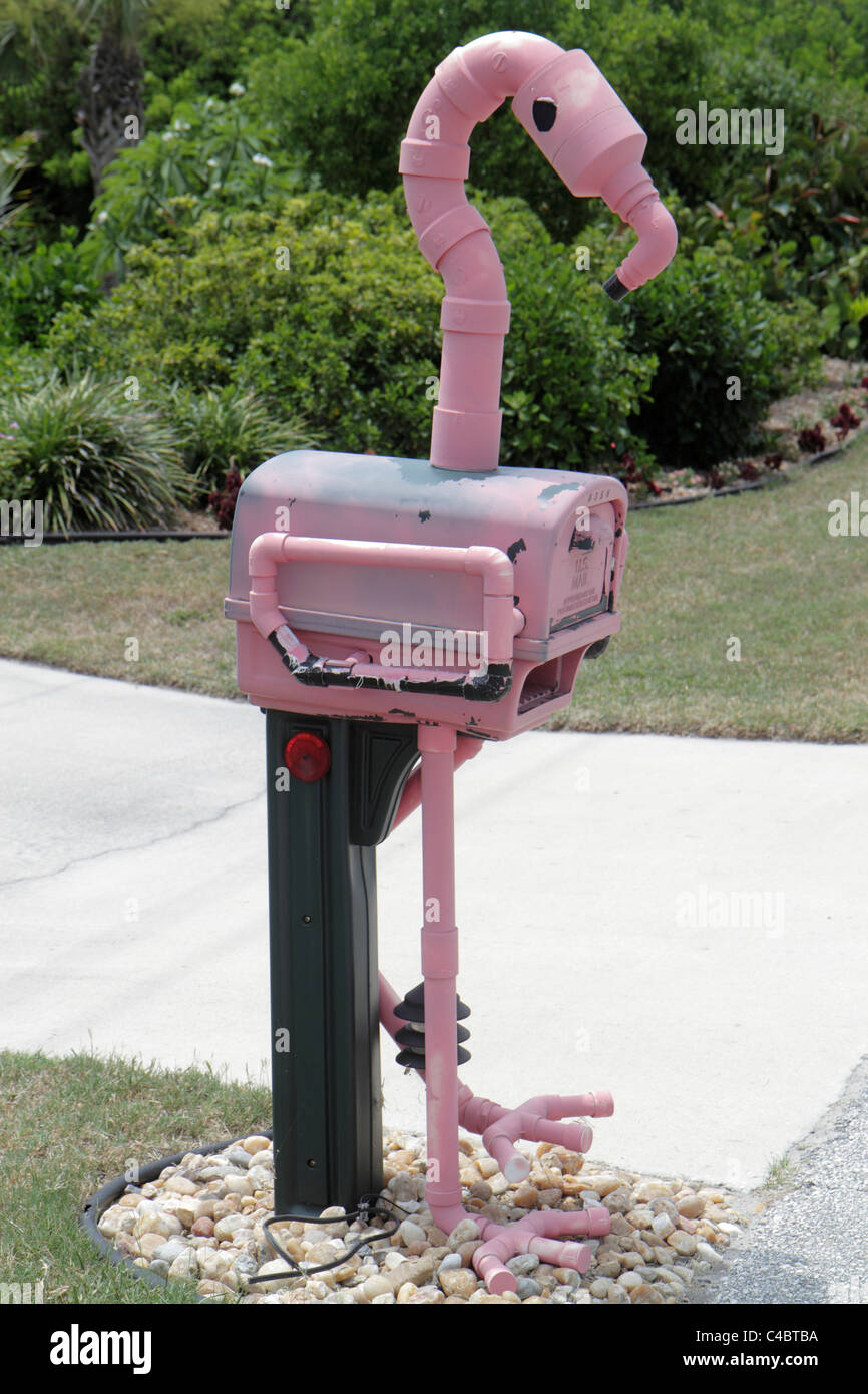Melbourne Beach Florida,State Highway A1A,mailbox,pink flamingo,PVC ...