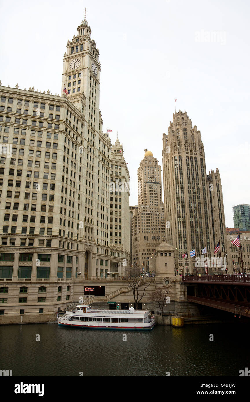 A view of the Wrigley Building and the Chicago Tribune Building from ...