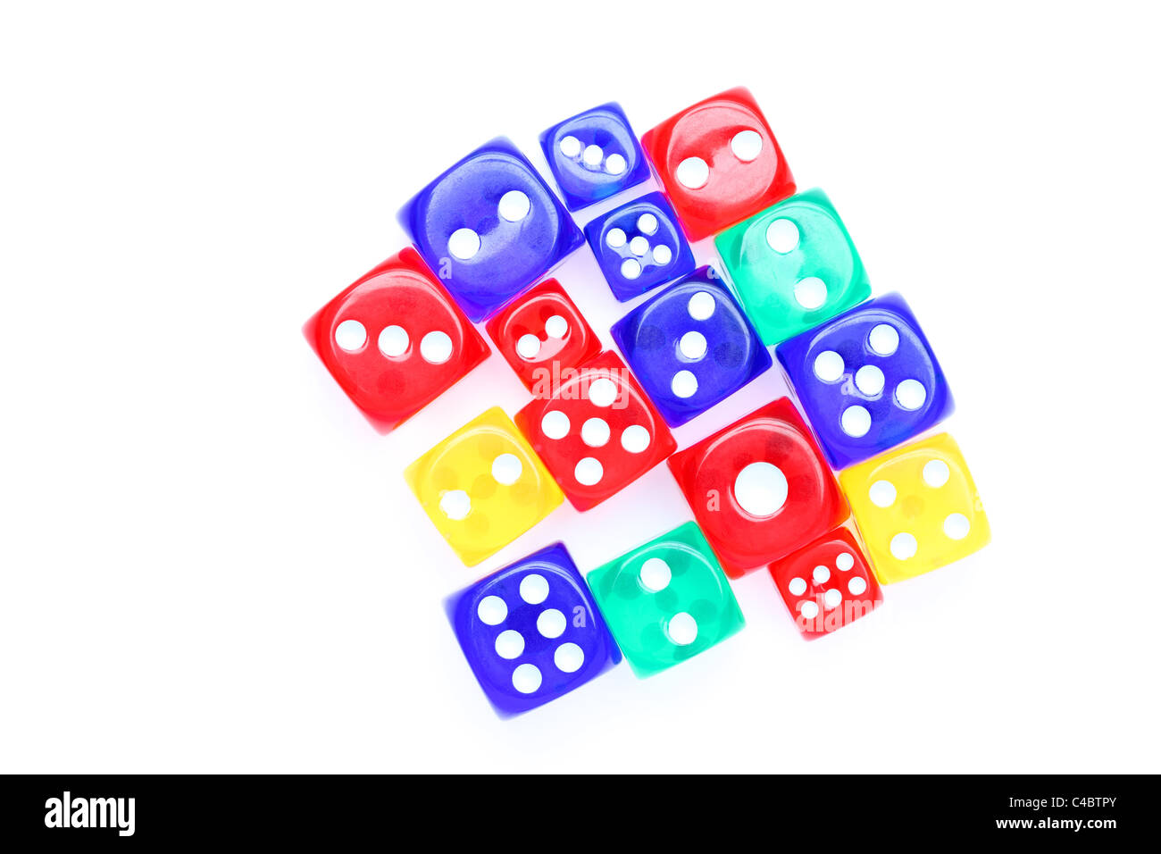 Colorful dice isolated on white background Stock Photo - Alamy
