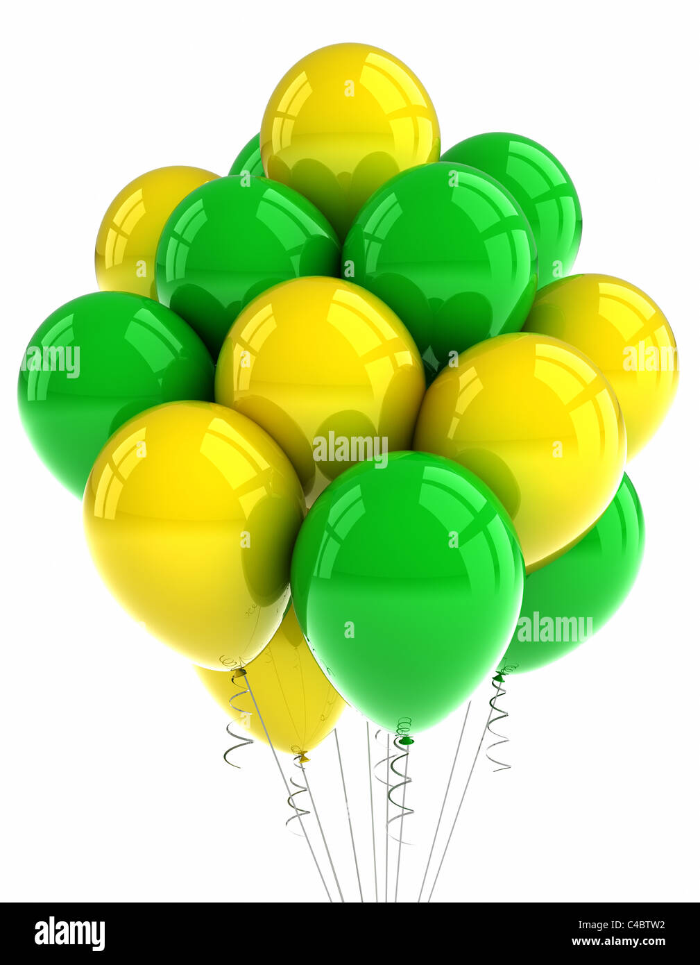 Yellow and green party balloons Stock Photo - Alamy