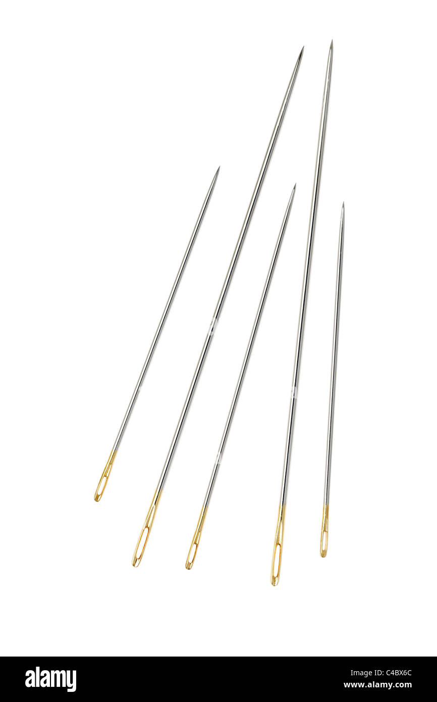 Sewing needles isolated on white background Stock Photo - Alamy