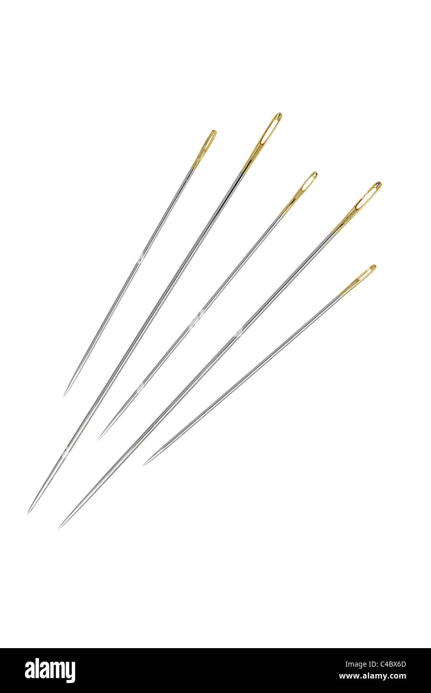 Sewing needles isolated on white background Stock Photo - Alamy