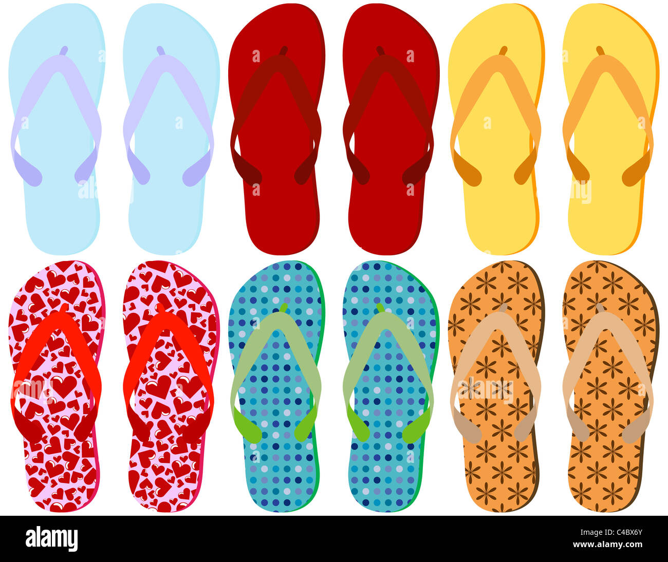 Set of 6 Colorful Sandals Stock Photo - Alamy