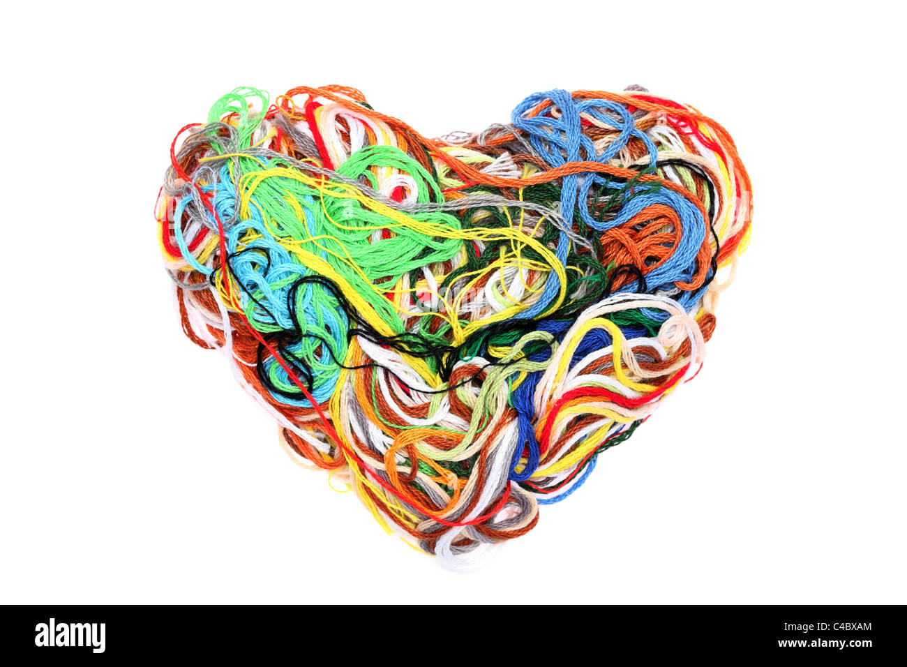 Entangled threads isolated on white background, heart shape Stock Photo ...